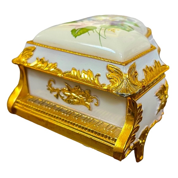 Accents | White Enamel Metal Pinkpurple Floral Grand Piano Music ...